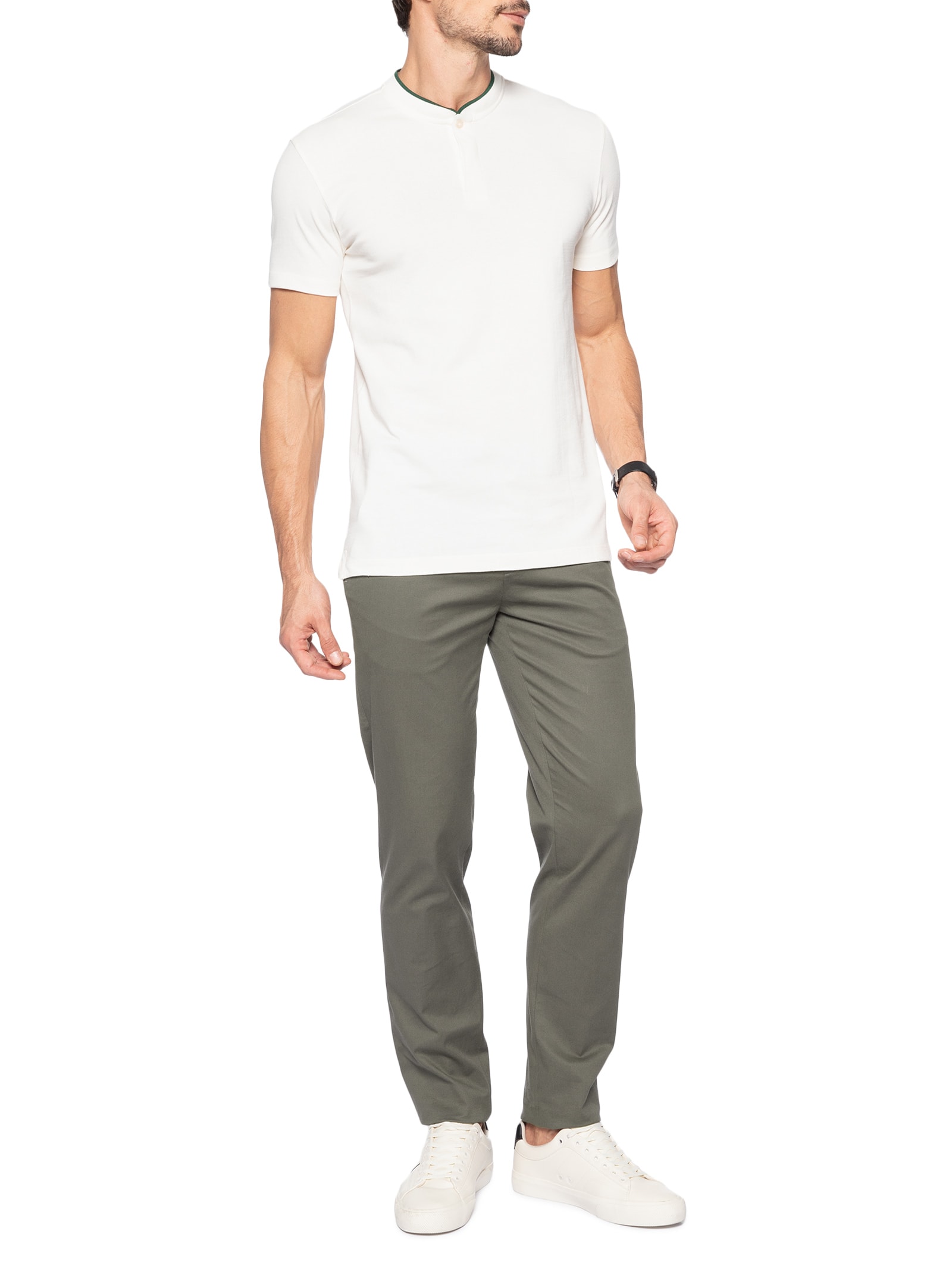Polo Masculina Slim Gola Portuguesa - Branco - Calvin Klein