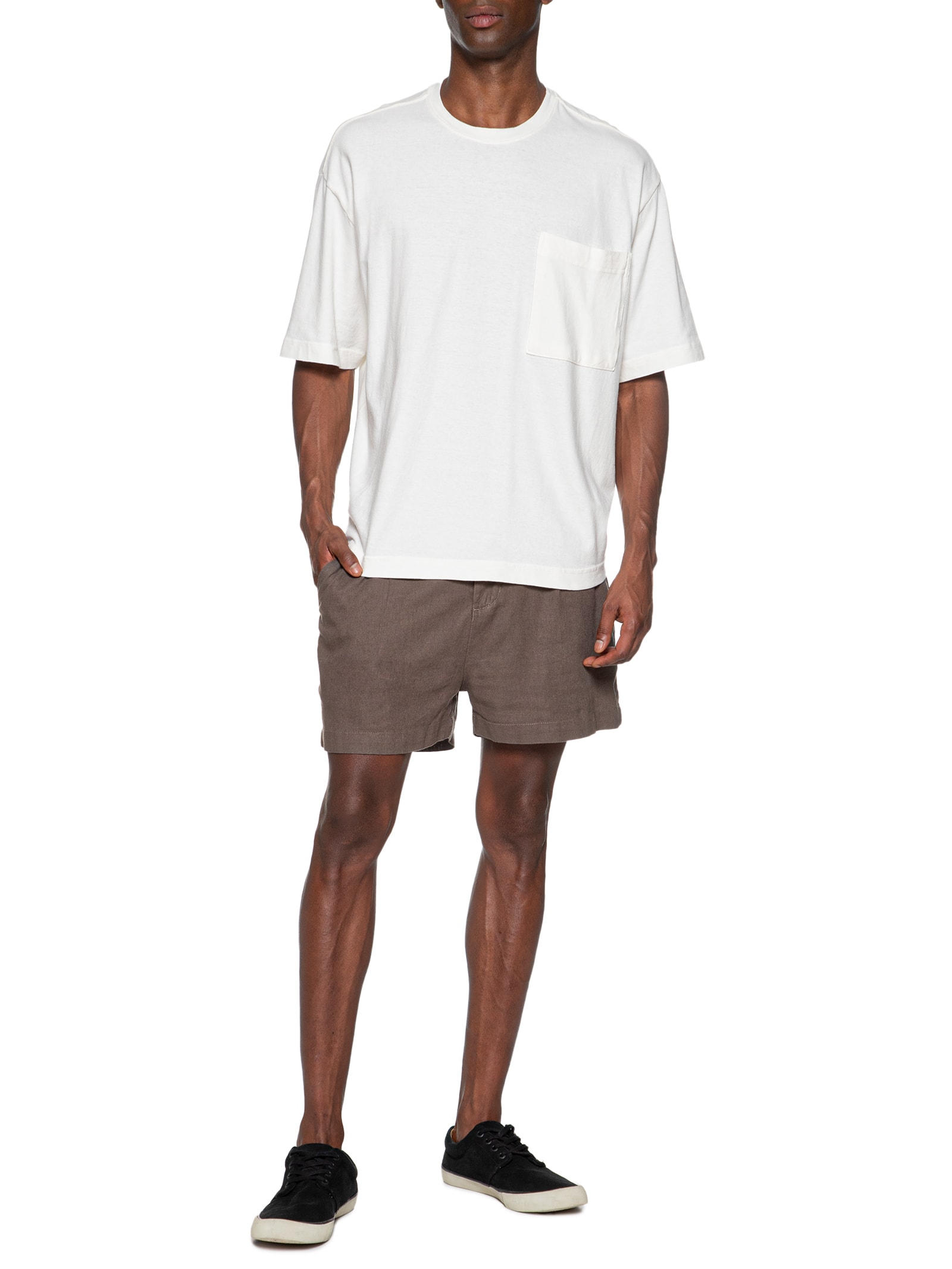T-shirt Masculina Pocket Over Manga Curta - Off White - OQVestir T-shirt Masculina Pocket Over Manga Curta - Off White - OQVestir
