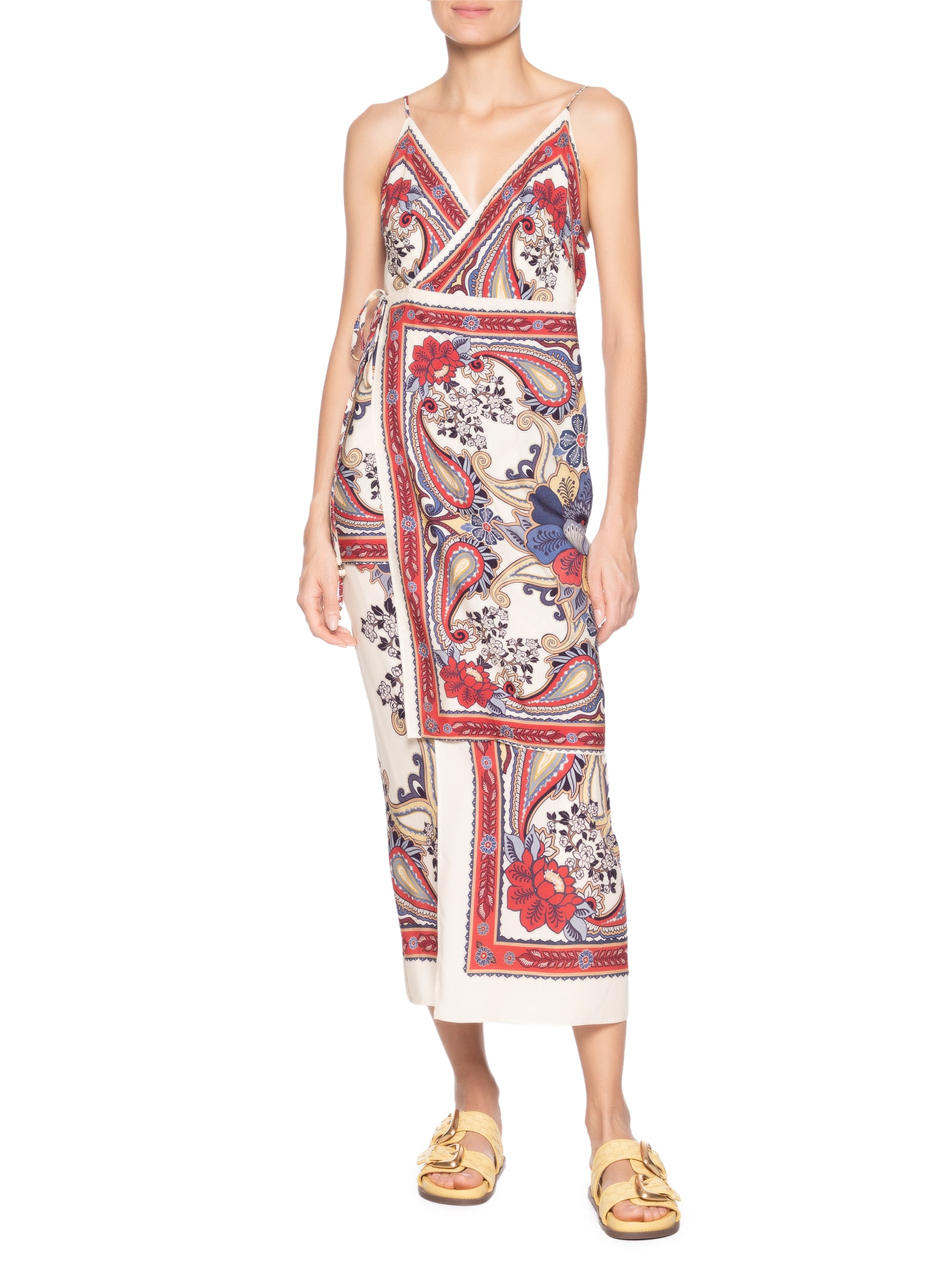 Farm - Vestido Midi Lenço Borboleta Retro - Off White