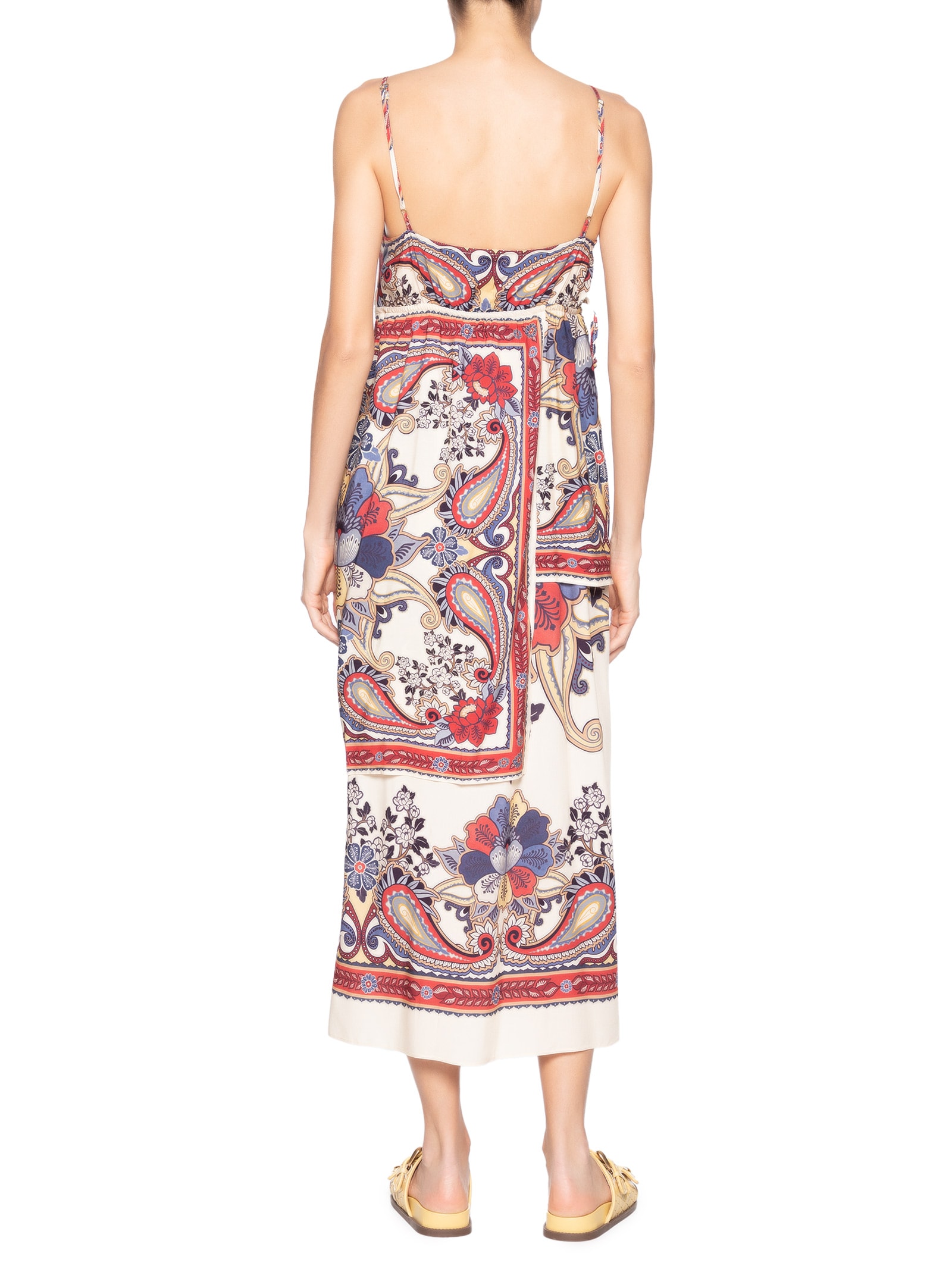 Farm - Vestido Midi Lenço Borboleta Retro - Off White